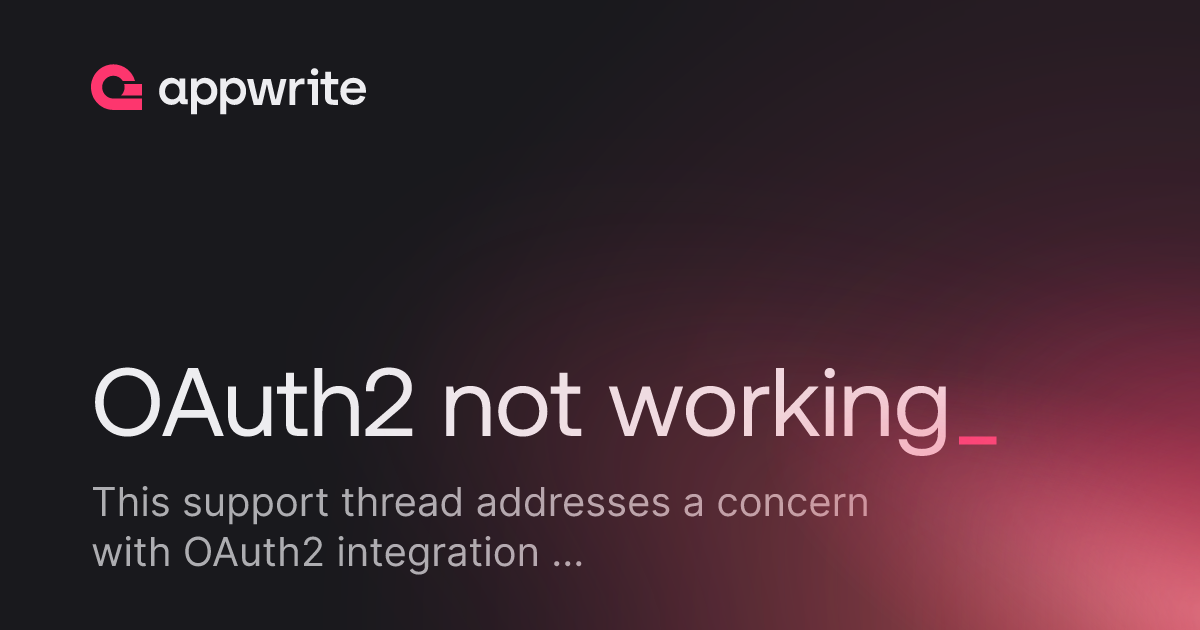 Oauth2 Not Working Threads Appwrite